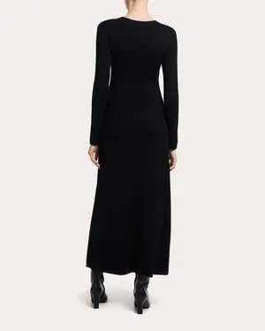Theory Regal Wool Ribbed Long-sleeve Dress