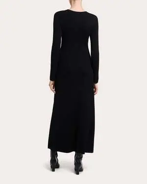 Theory Regal Wool Ribbed Long-sleeve Dress