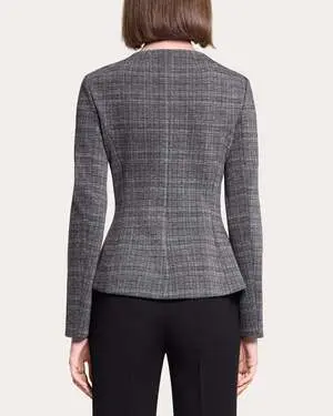 Theory Plaid Slim Boatneck Jacket