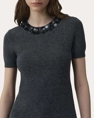 Simkhai Sophie Wool Cashmere Embellished Crewneck Top