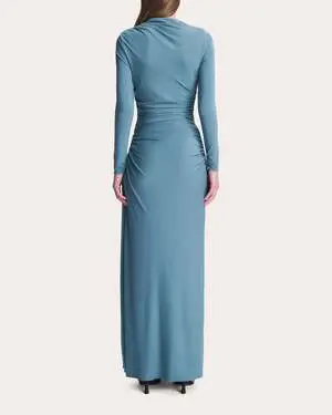 Simkhai Eleanora Draped Jersey Slit Gown