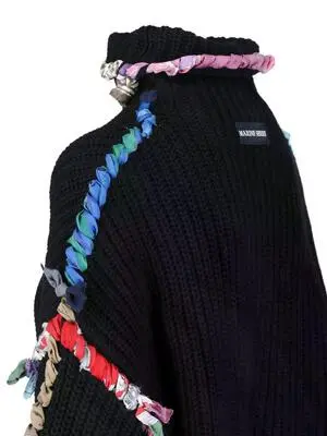 MARINE SERRE Regenerated Silk Scarves Cropped High-neck Sweater - Black