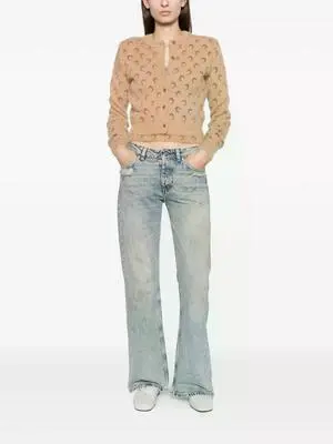 MARINE SERRE Fluffy Moon Jacquard Knit Long Sleeves Cardigan
