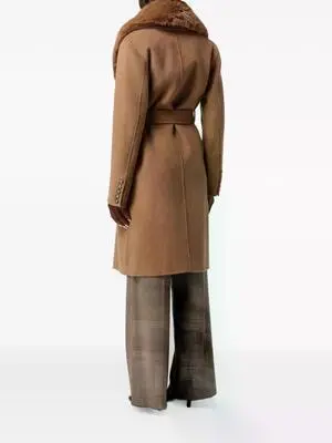 HANITA Faux-fur Collar Belted Coat