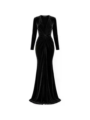ROSERRY Scarlett Knot-detail Velvet Maxi Dress