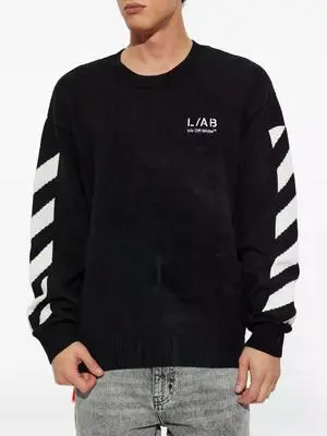 L/AB C/O OFF-WHITE Logo-embroidered Diagonals-print Sweater