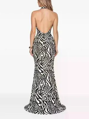 ROSERRY Animal-print Open-back Maxi Dress