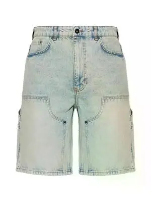 L/AB C/O OFF-WHITE Acid-wash Panelled Shorts - Blue