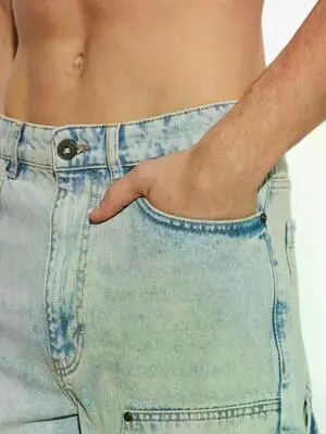 L/AB C/O OFF-WHITE Acid-wash Panelled Shorts