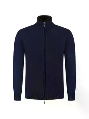 DORIANI CASHMERE Shearling-collar Zip-up Sweater