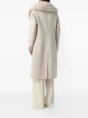 HANITA Faux-fur Trim Single-breasted Coat