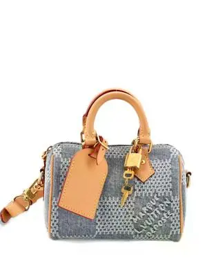 LOUIS VUITTON Speedy Bandouliere Bag 3d Damier Giant Denim 18 Crossbody Bag - Blue