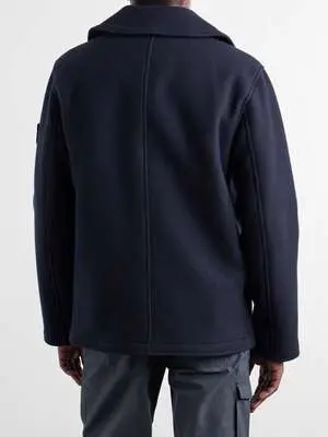 Stone Island Double-breasted Melton Wool And Cashmere-blend Twill Coat