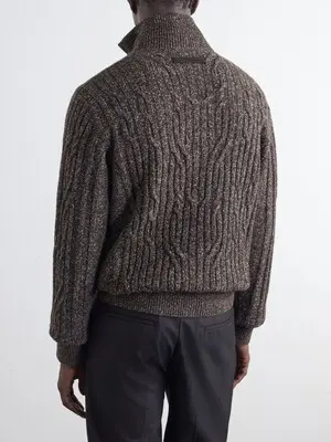 Zegna Cable-knit Wool And Cashmere-blend Half-zip Sweater