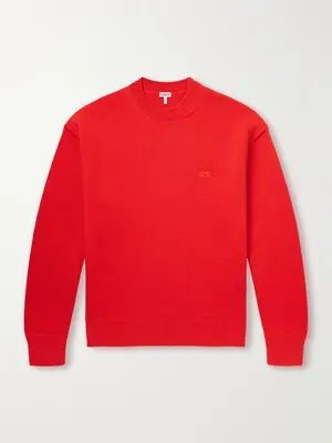 Loewe Anagram-embroidered Cashmere-blend Sweater - Red