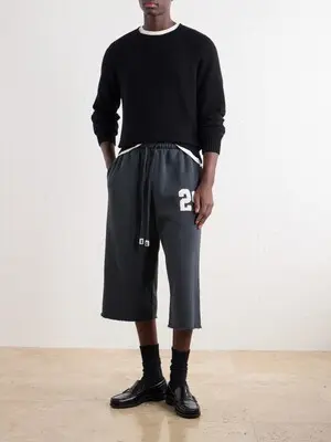 NAHMIAS Hoops 24 Straight-leg Cropped Cotton-jersey Sweatpants