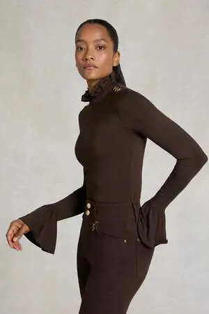 Holland Cooper Supersoft Frill Neck Top