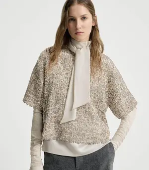 Brunello Cucinelli Embroidered Short-sleeve Sweater