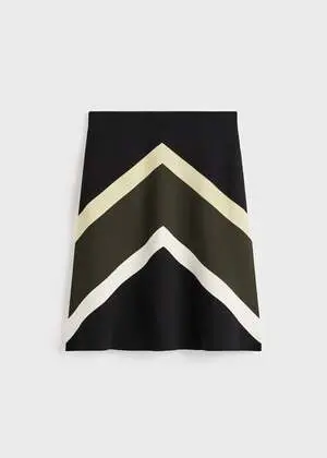 TOTEME Chevron Stripe Skirt /green - Black