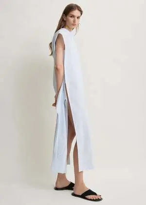 TOTEME Striped Tie-sleeve Dress /white