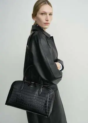 TOTEME Medium Croco-embossed Day Tote - Black