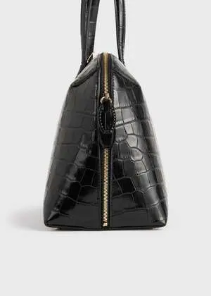 TOTEME Medium Croco-embossed Day Tote - Black