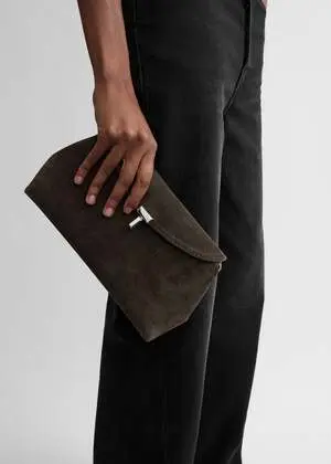 TOTEME T-lock Suede Clutch