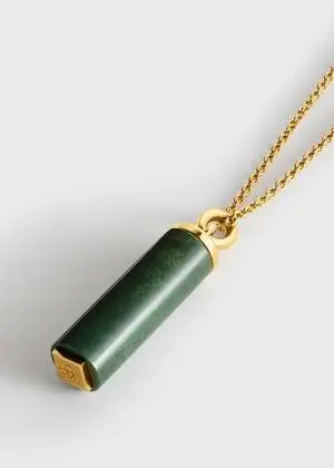 TOTEME Monogram Jade Seal Necklace Dark Green