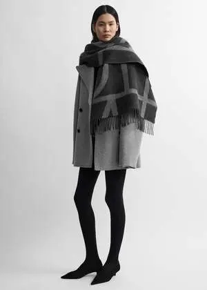 TOTEME Monogram Brushed Wool Scarf Melange