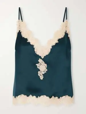 DÔEN Kira Corded Lace-trimmed Silk-satin Cami