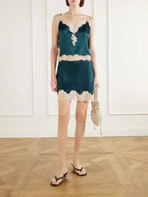 DÔEN Kira Corded Lace-trimmed Silk-satin Cami