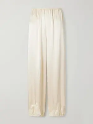 DÔEN Yaria Tapered Silk Satin Pants - Neutrals