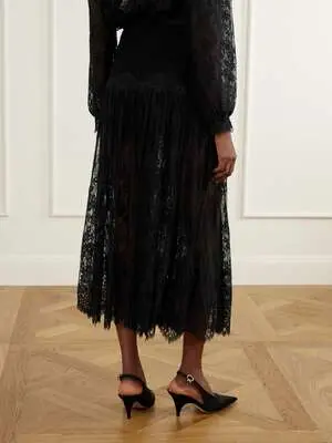 DÔEN Giorgine Scalloped Lace Midi Skirt