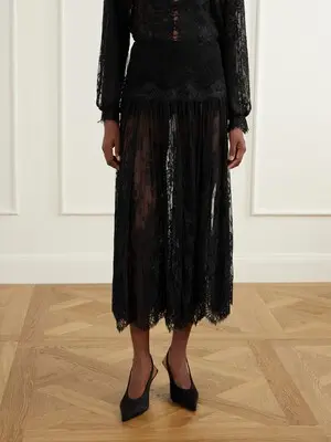 DÔEN Giorgine Scalloped Lace Midi Skirt