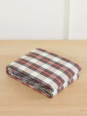 TEKLA Checked Cotton-percale Queen Duvet Cover - Red