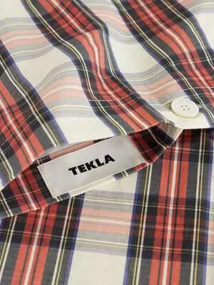 TEKLA Checked Cotton-percale Queen Duvet Cover