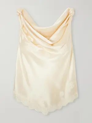 DÔEN Manon Gathered Silk Top - Neutrals