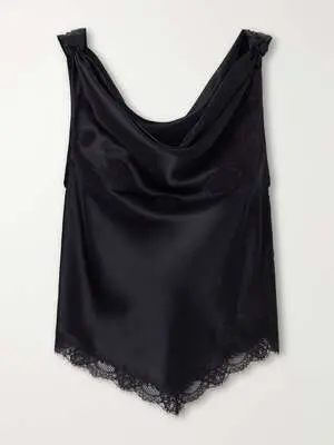 DÔEN Manon Gathered Silk Top - Black