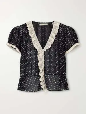 DÔEN Orella Lace-trimmed Organic Cotton Blouse - Multi