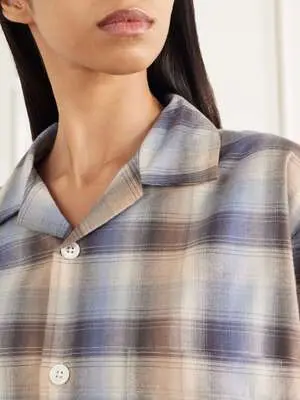 TEKLA Auralee Drawstring Checked Organic Cotton-twill Flannel Pajama Set - Brown