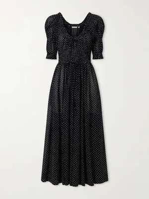 DÔEN Ischia Polka Dots Organic Cotton Voile Midi Dress
