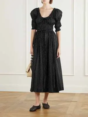 DÔEN Ischia Polka Dots Organic Cotton Voile Midi Dress