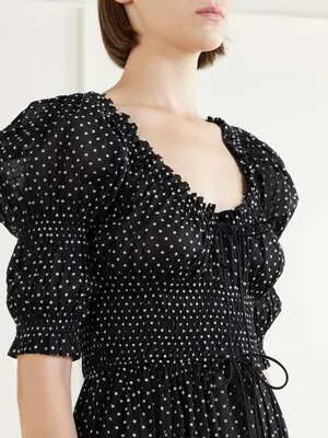 DÔEN Ischia Polka Dots Organic Cotton Voile Midi Dress