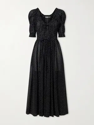 DÔEN Ischia Polka Dots Organic Cotton Voile Midi Dress - Multi