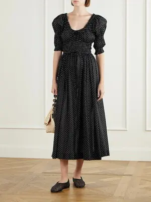 DÔEN Ischia Polka Dots Organic Cotton Voile Midi Dress - Multi