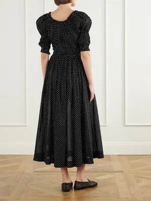 DÔEN Ischia Polka Dots Organic Cotton Voile Midi Dress - Multi