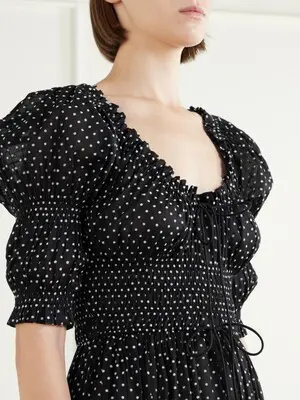 DÔEN Ischia Polka Dots Organic Cotton Voile Midi Dress - Multi