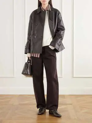 JOSEPH Delia Double-breasted Leather Jacket
