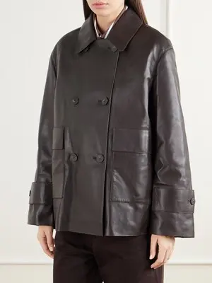 JOSEPH Delia Double-breasted Leather Jacket