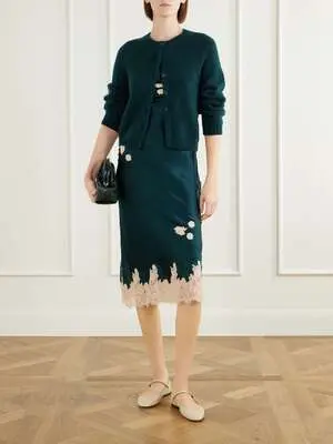 DÔEN Mathilde Lace-trimmed Silk Satin Midi Dress